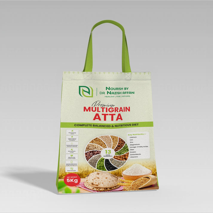 Buy Multigrain Atta – 5kg, 13 Grains, Fiber-Rich & Healthy – drnazishaffan